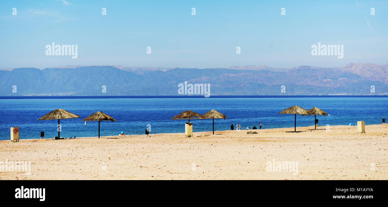 The beautiful Red Sea beach south of Aqaba Stock Photo - Alamy