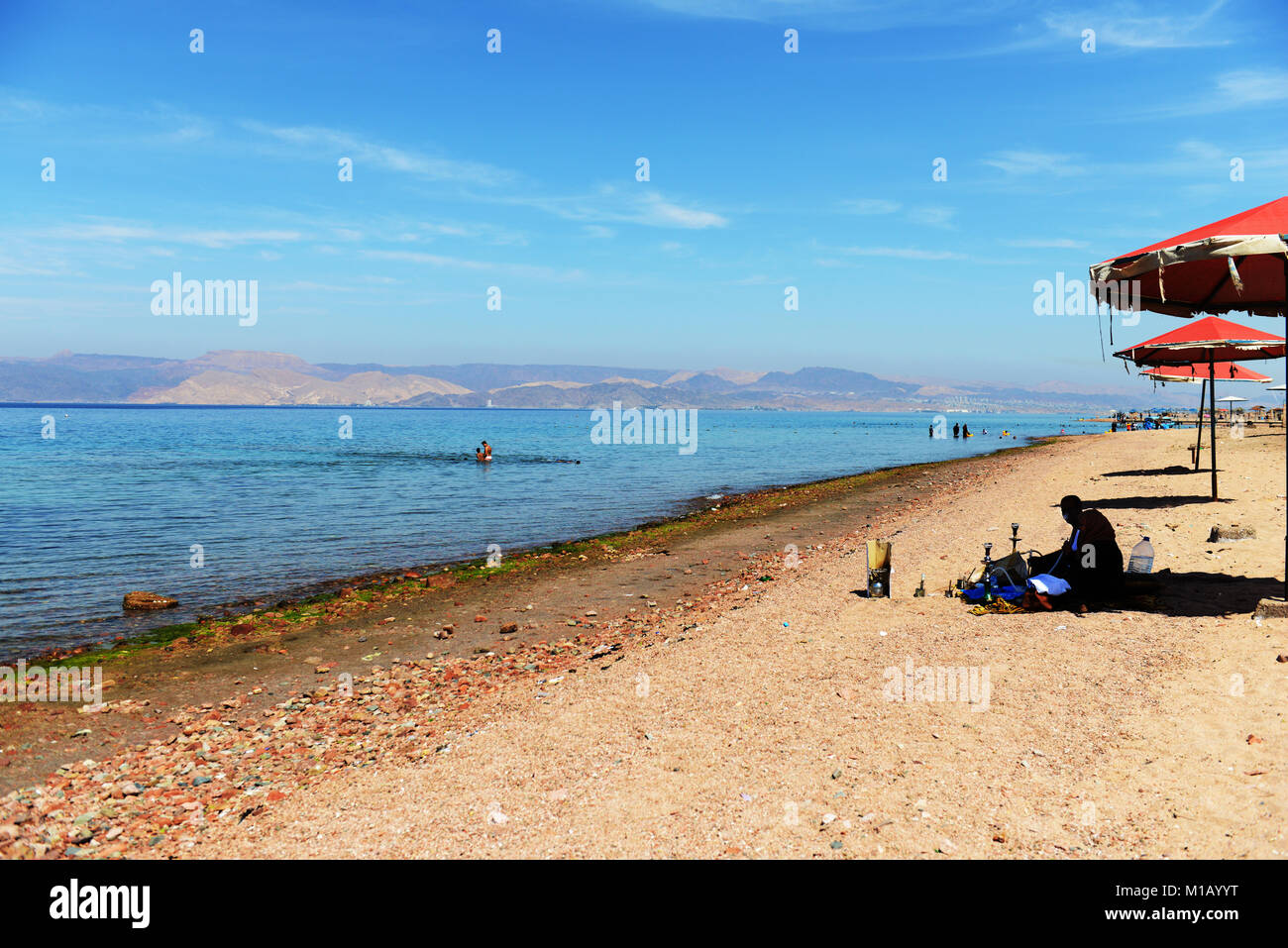 The beautiful Red Sea beach south of Aqaba Stock Photo - Alamy