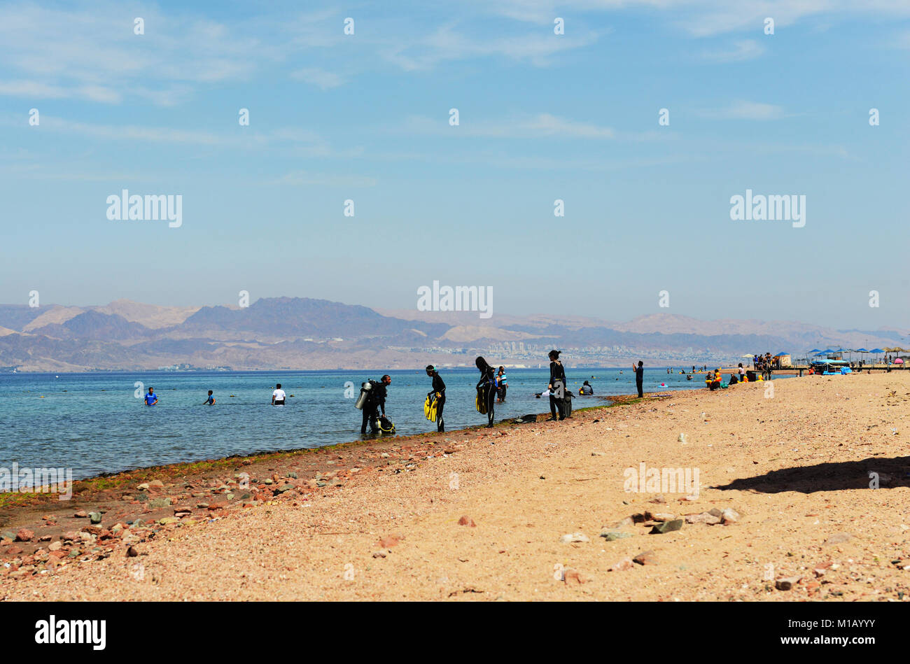 The beautiful Red Sea beach south of Aqaba Stock Photo - Alamy