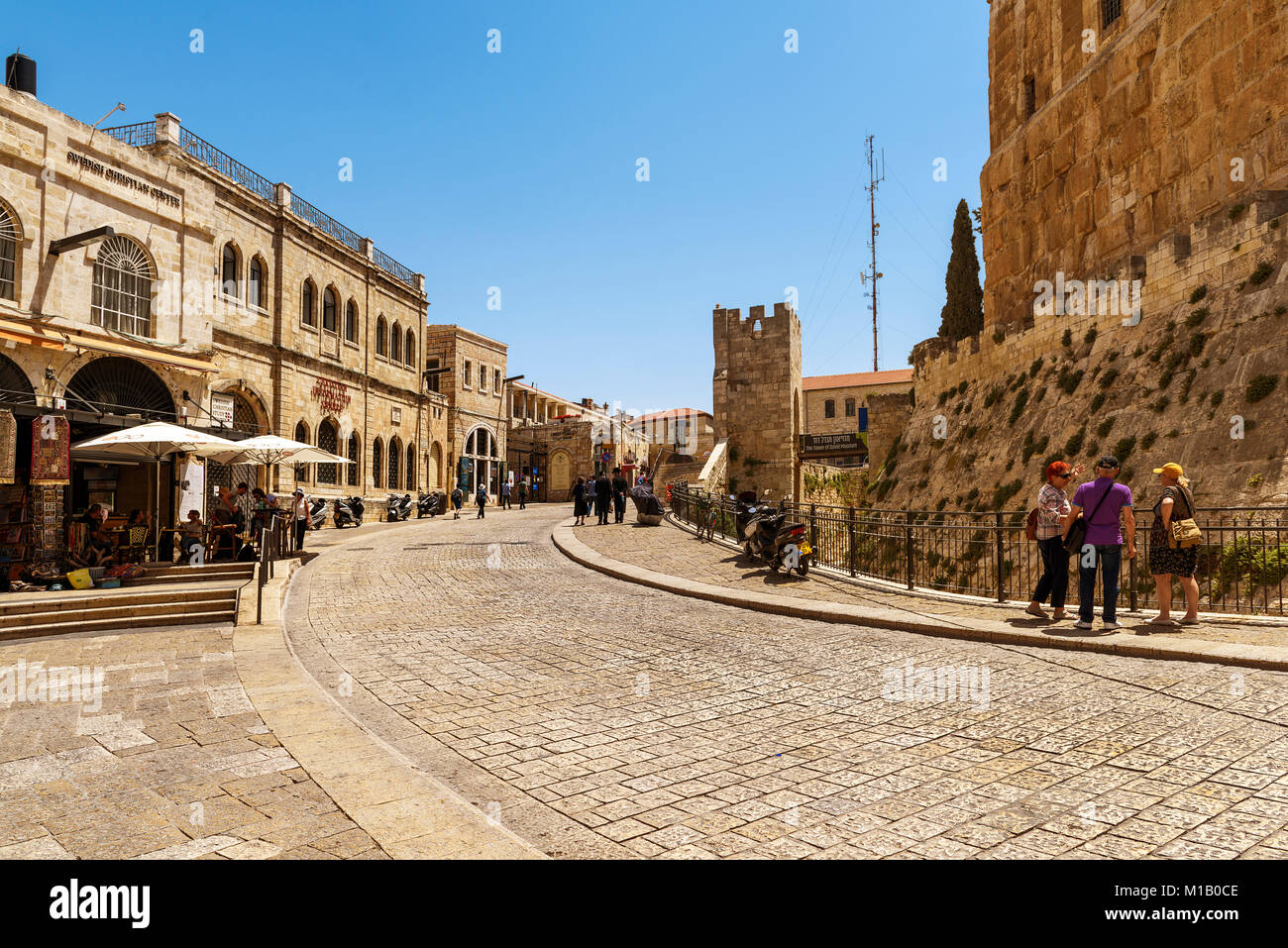 JERUSALEM ISRAEL 05 may 2017: Jaffa Gate, Hebron Gate, Bab Mihrab Dawud ...