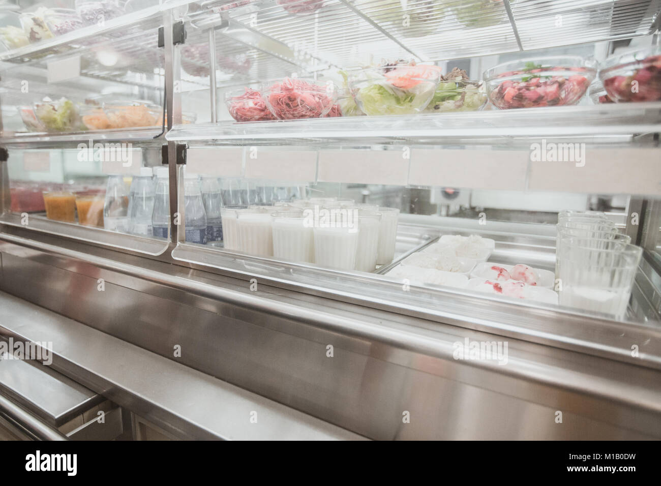 Showcase in a self-service cafe. Food concept Stock Photo - Alamy