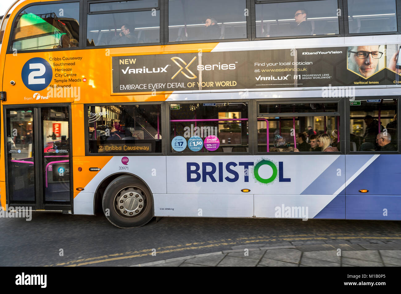 Bristol, UK: City bus double decker Stock Photo - Alamy