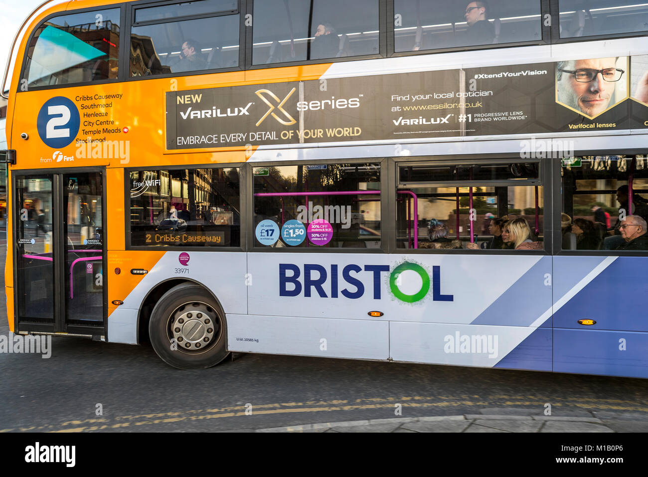 Bristol, UK: City bus double decker Stock Photo - Alamy