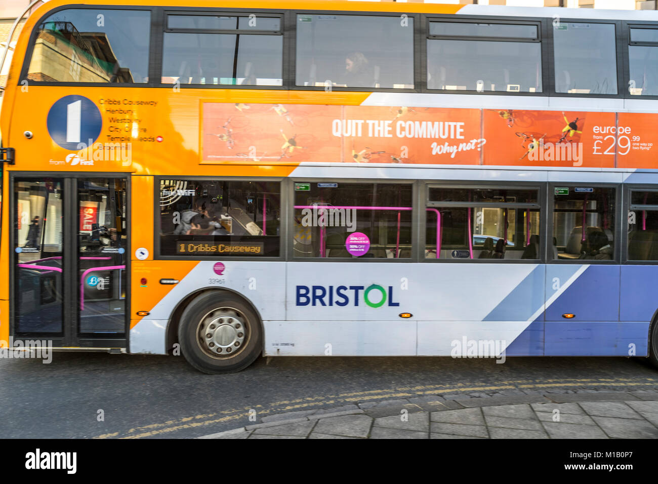 Bristol, UK: City bus double decker Stock Photo - Alamy
