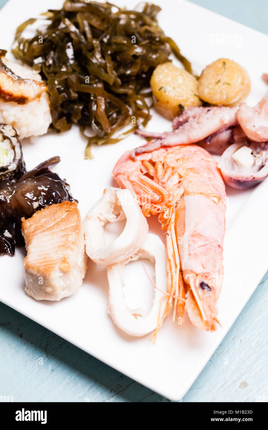 Various Cooked Seafood Stock Photo - Alamy