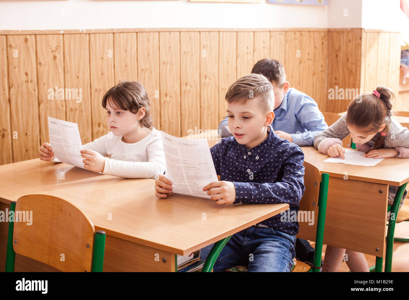Children taking an exam Stock Photo - Alamy