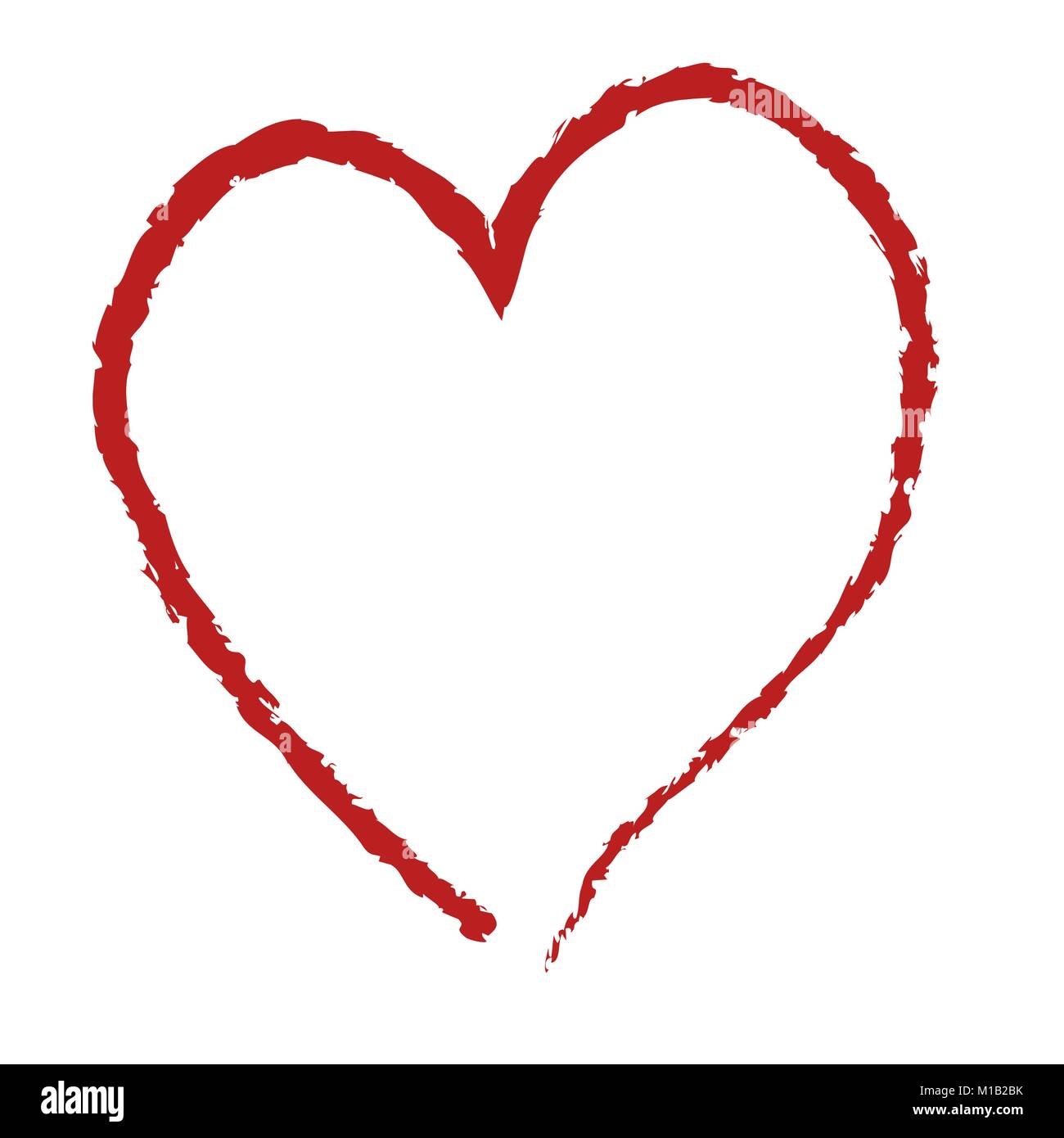 Red heart shape, hand drawing vector illustration, love or Valentines ...