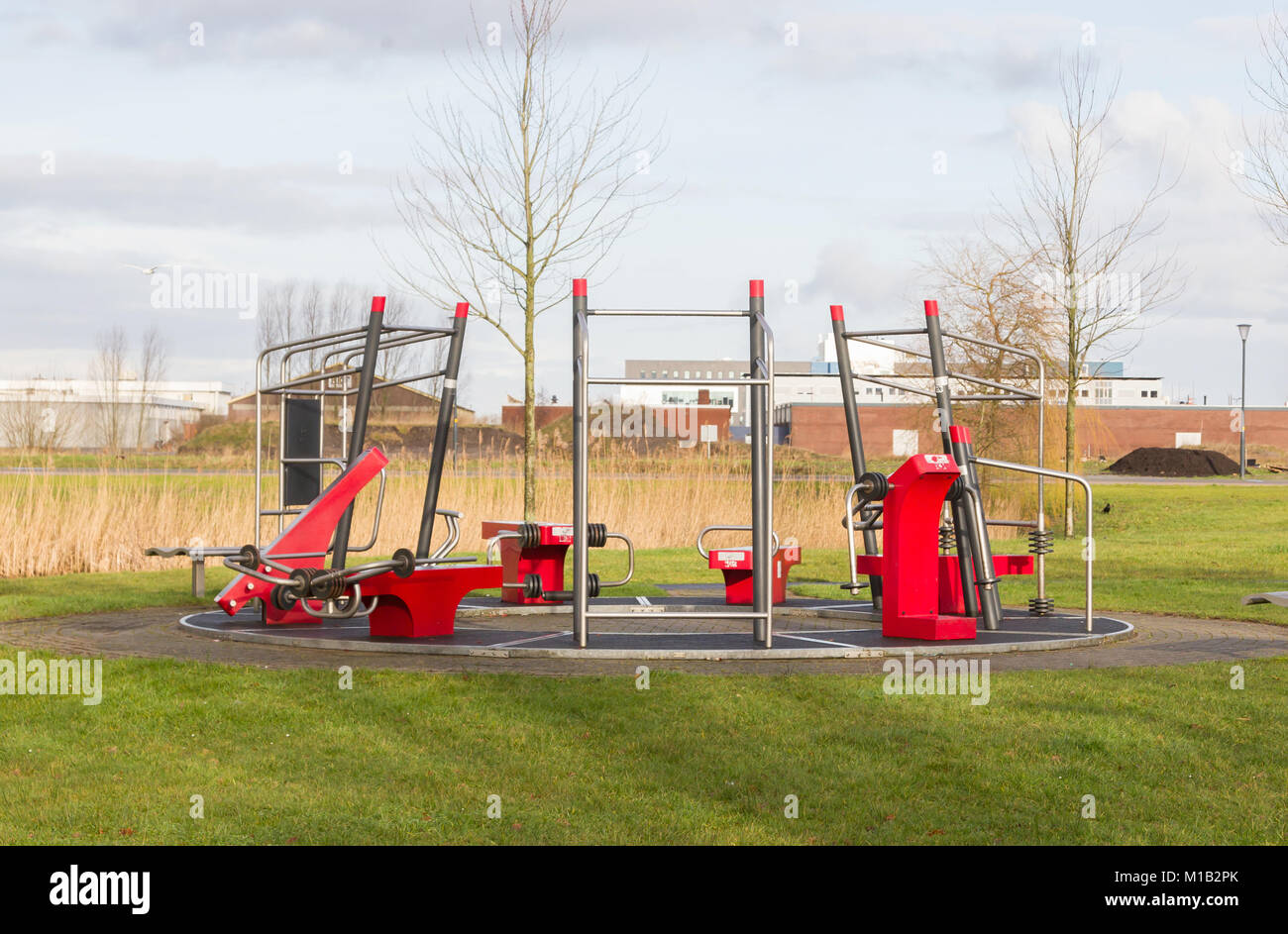 Sports equipment in a public park of the city Stock Photo - Alamy