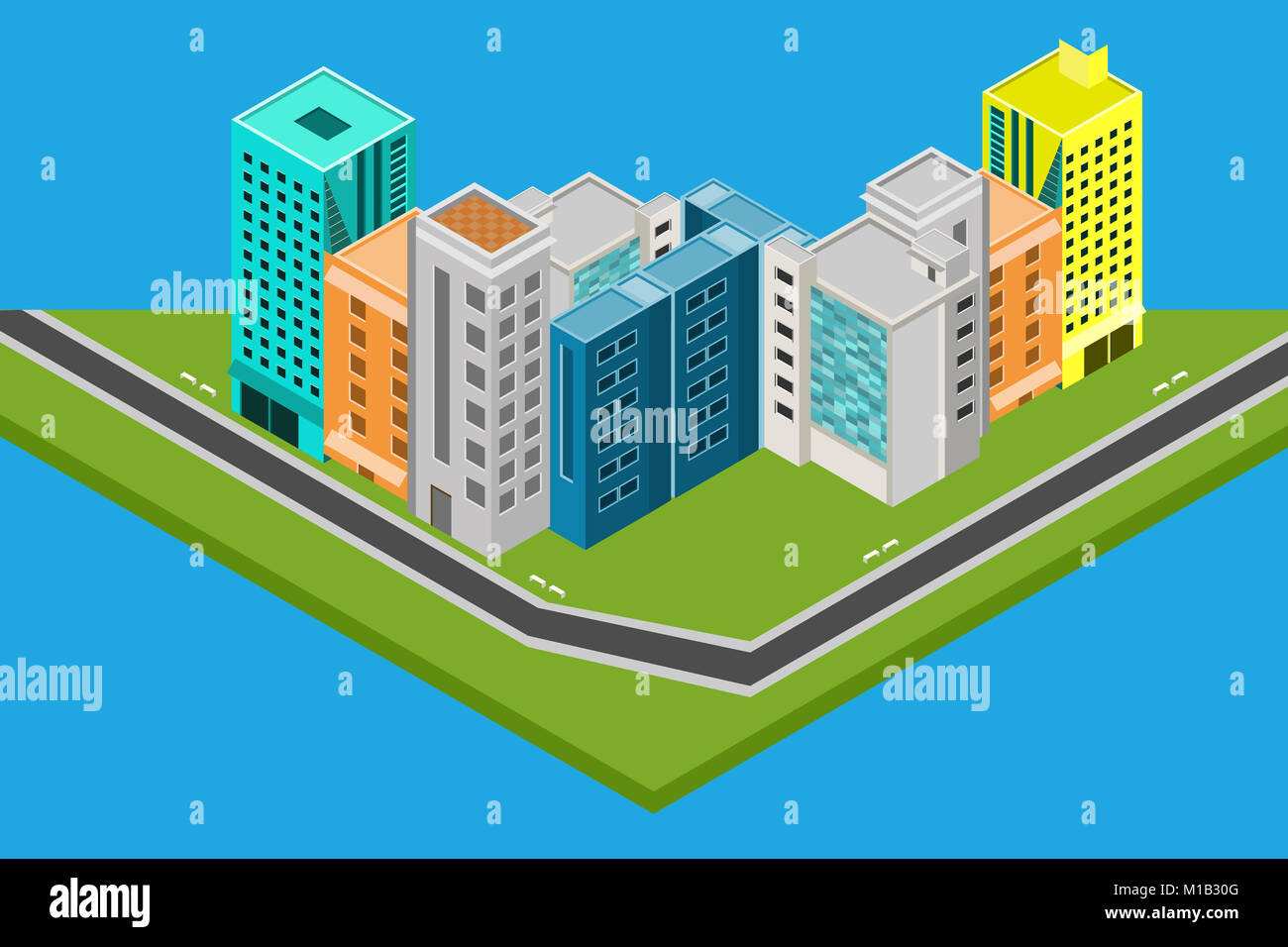 isometric city design houses, buildings Vector illustration Stock Photo ...