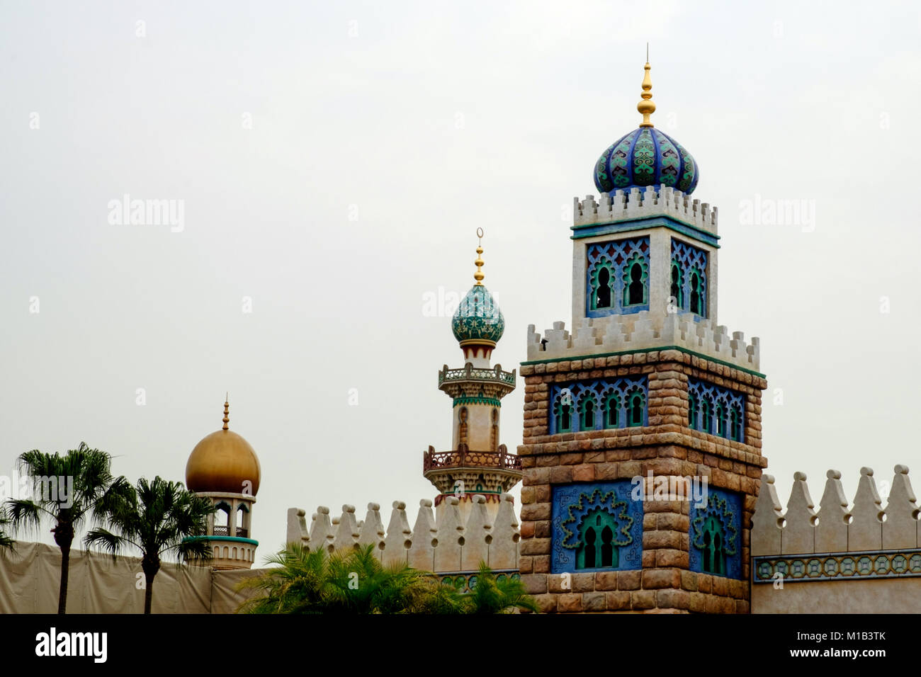Blue Islamic Prayer Tower with Arabic windows. Another blue tower to ...