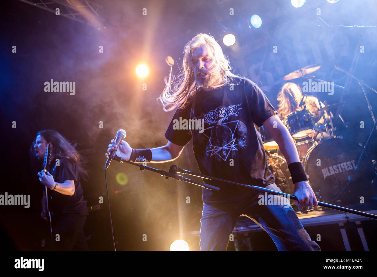 Norway, Bergen - February 22, 2015. The Dutch death metal band Asphyx ...