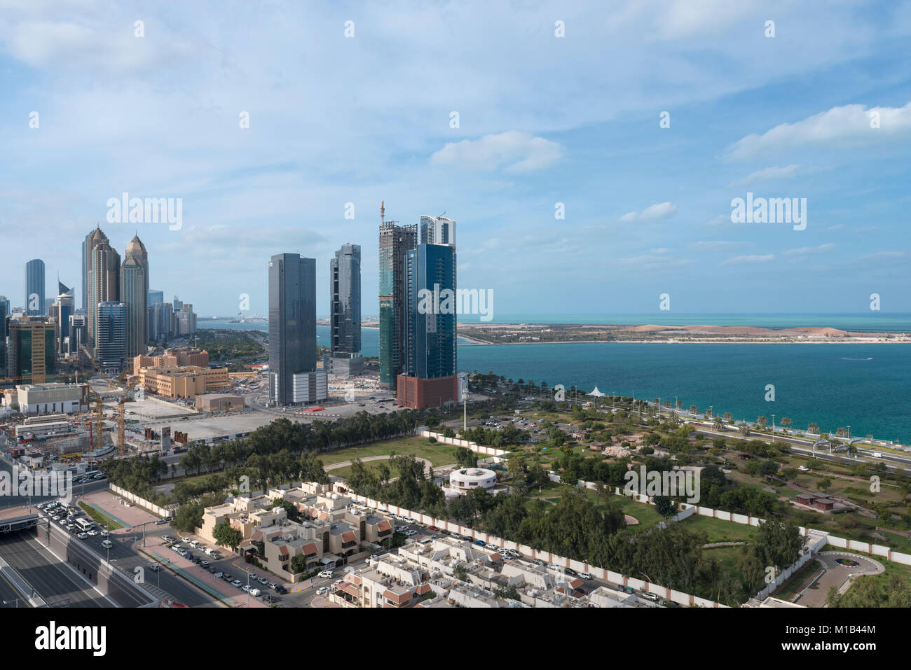 Corniche and Mina Zayed (port) in Abu Dhabi, capital city of the United ...