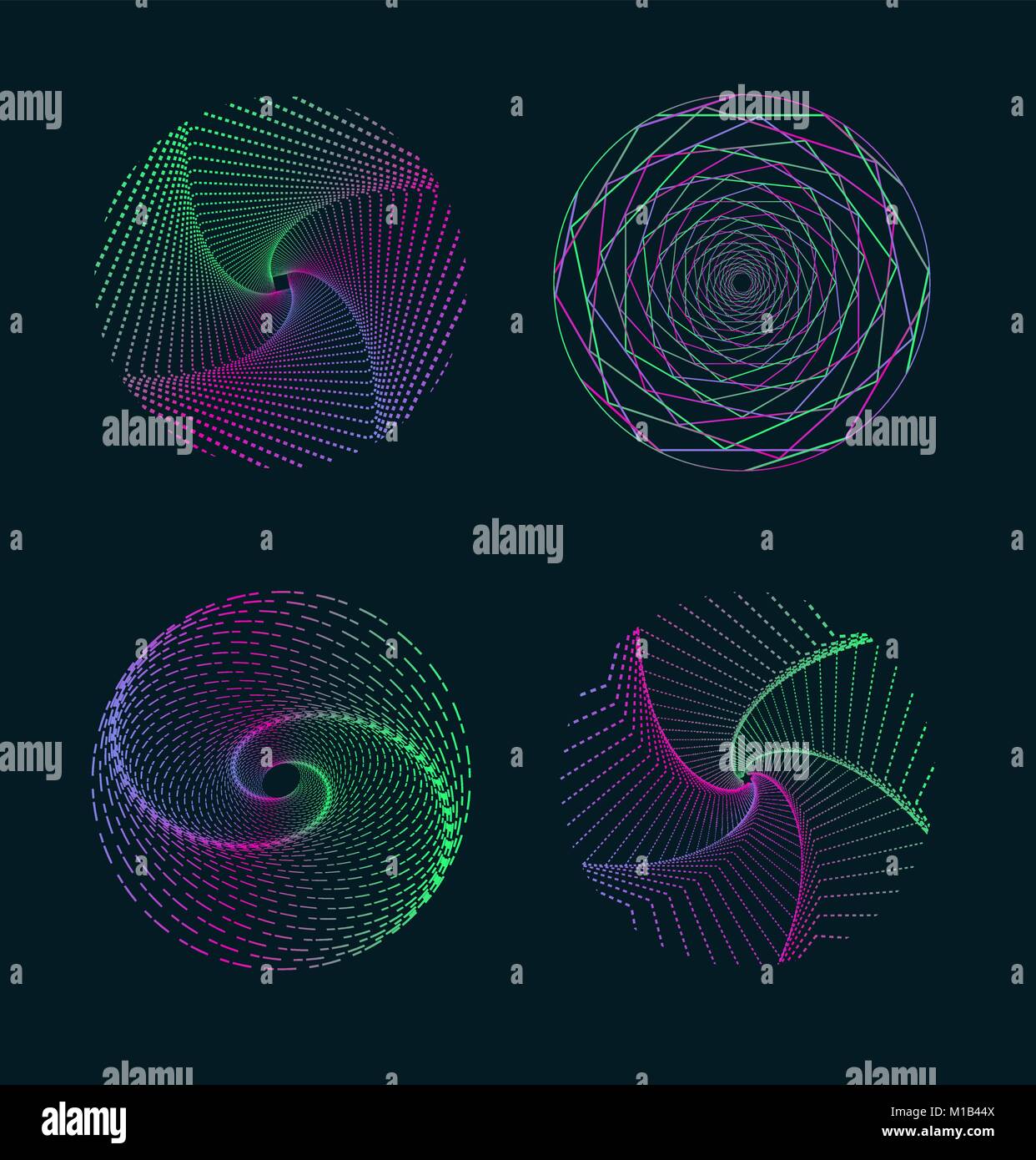 Set of abstract neon color swivel geometric line patterns for your ...