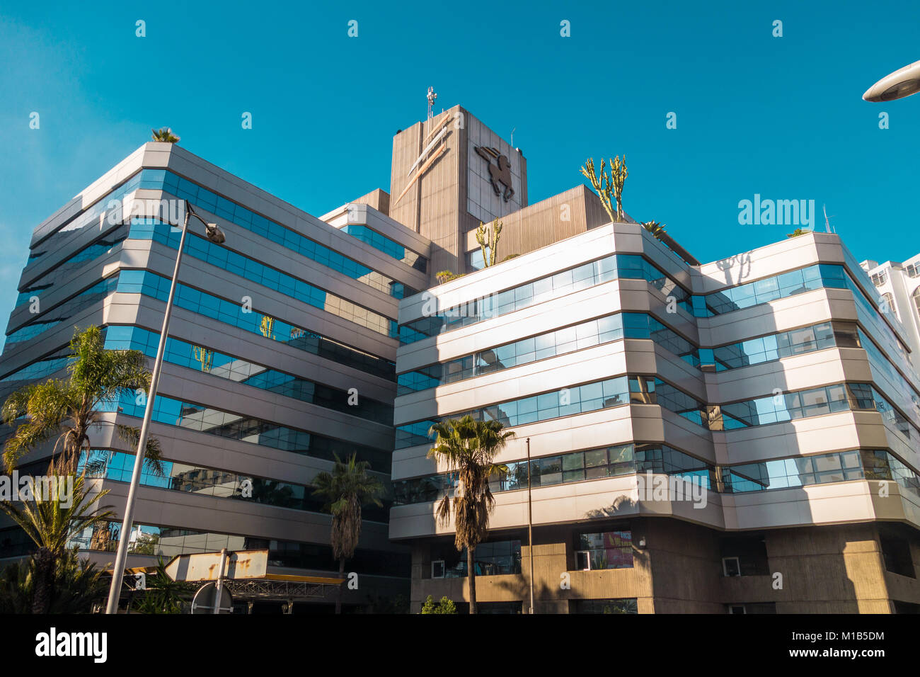 Casablanca, Morocco - 21 January 2018 : low angle view of banque ...