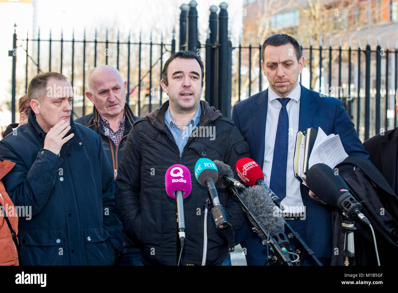 (Left to right) Aaron McCone (son of John Harbinson), Joe Convie ...