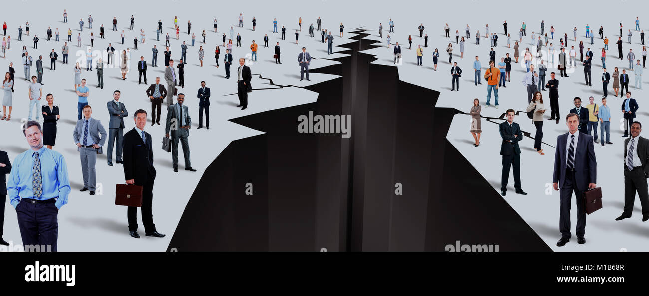 the gap between two large groups of people Stock Photo - Alamy