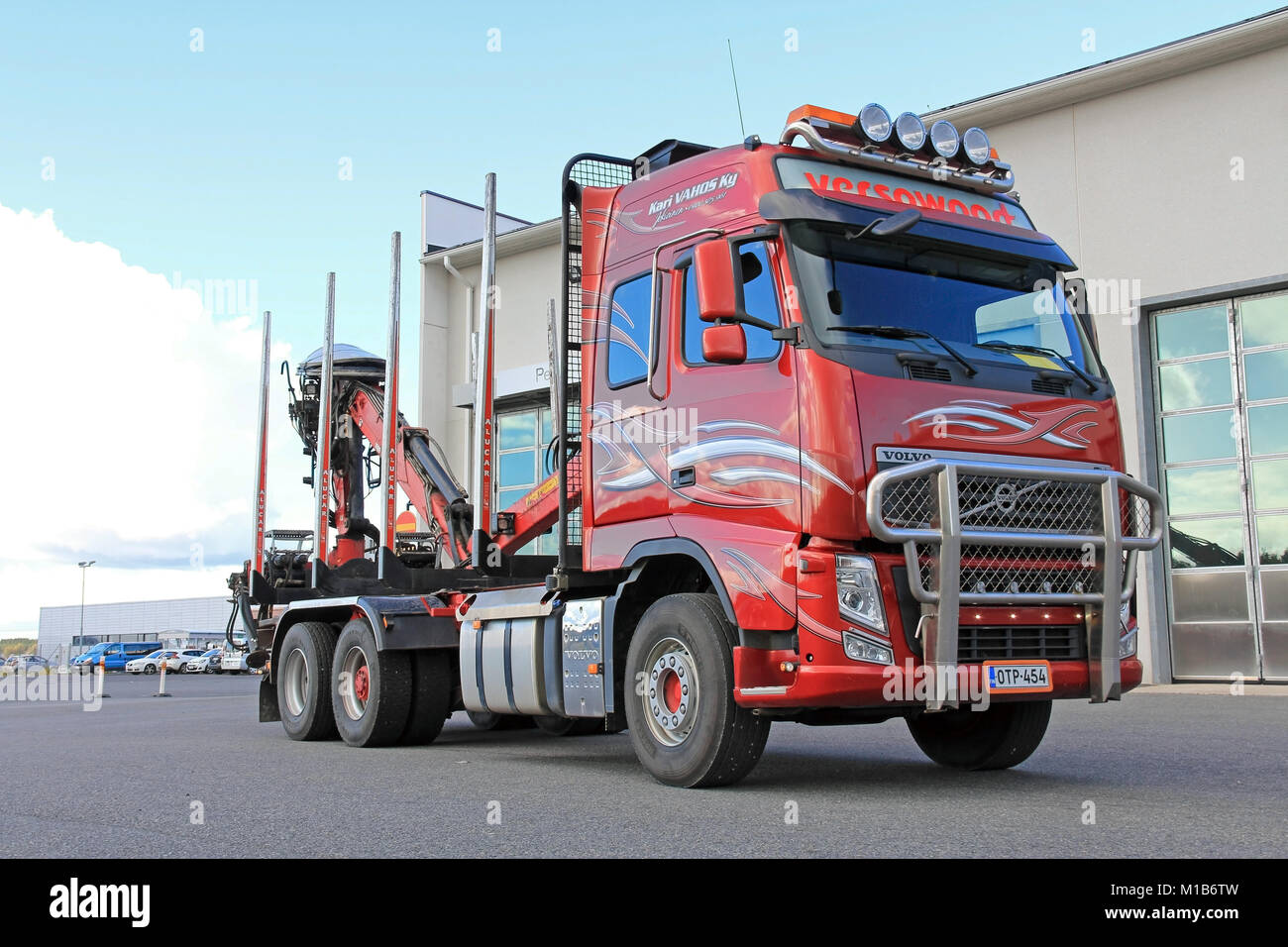 FORSSA, FINLAND - SEPTEMBER 22: Red Volvo Logging Truck on September 22 ...