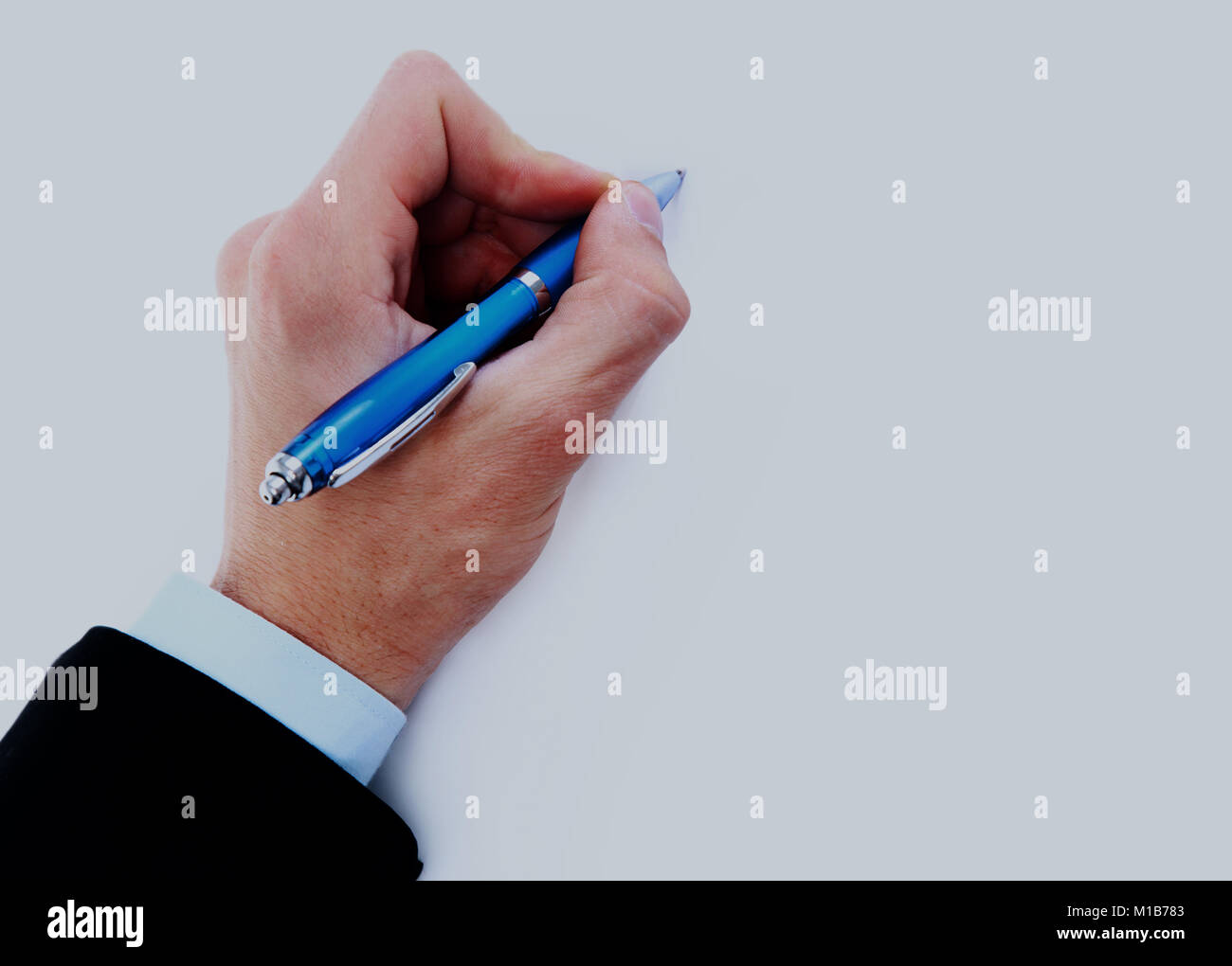 Close up of human hand with pen Stock Photo - Alamy