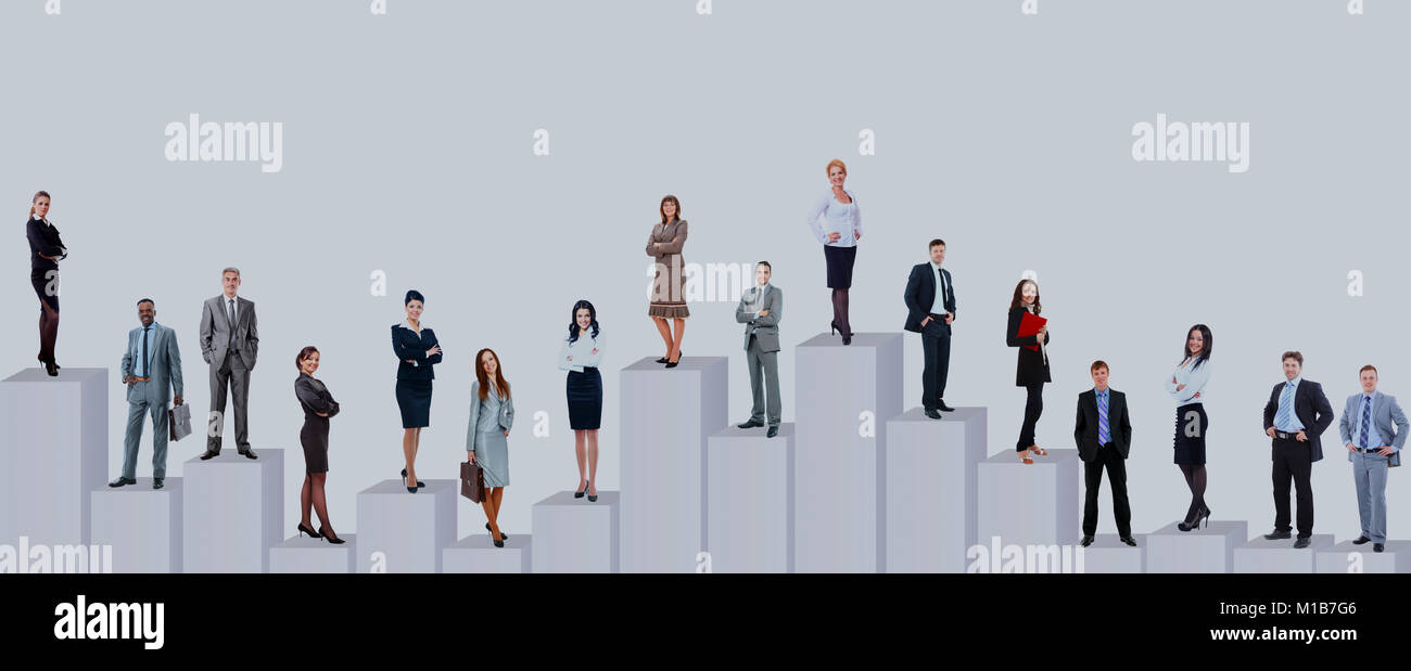 Business people team and diagram. Isolated over white background Stock ...