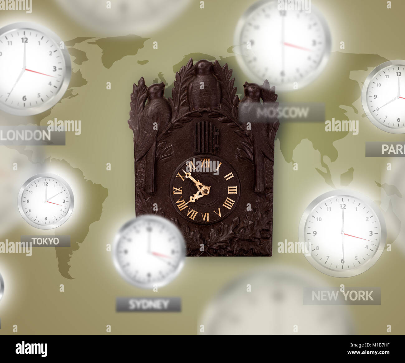 Clocks and time zones over the world illustration concept Stock Photo ...