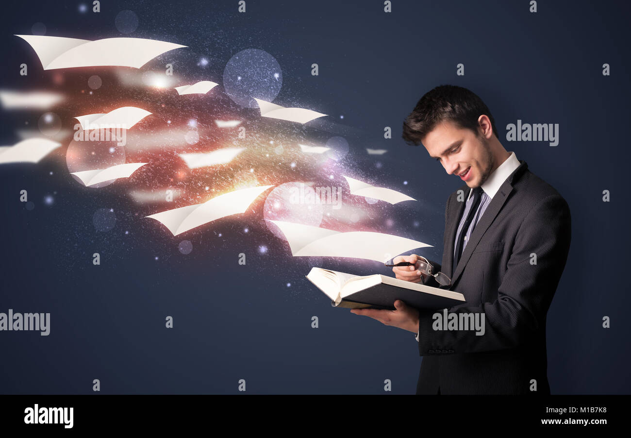 Man coming out book concept hi-res stock photography and images - Alamy