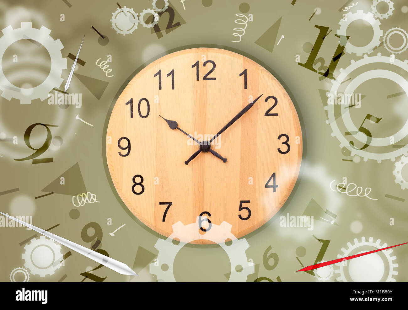 Vintage clock with numbers comming out on the side Stock Photo - Alamy