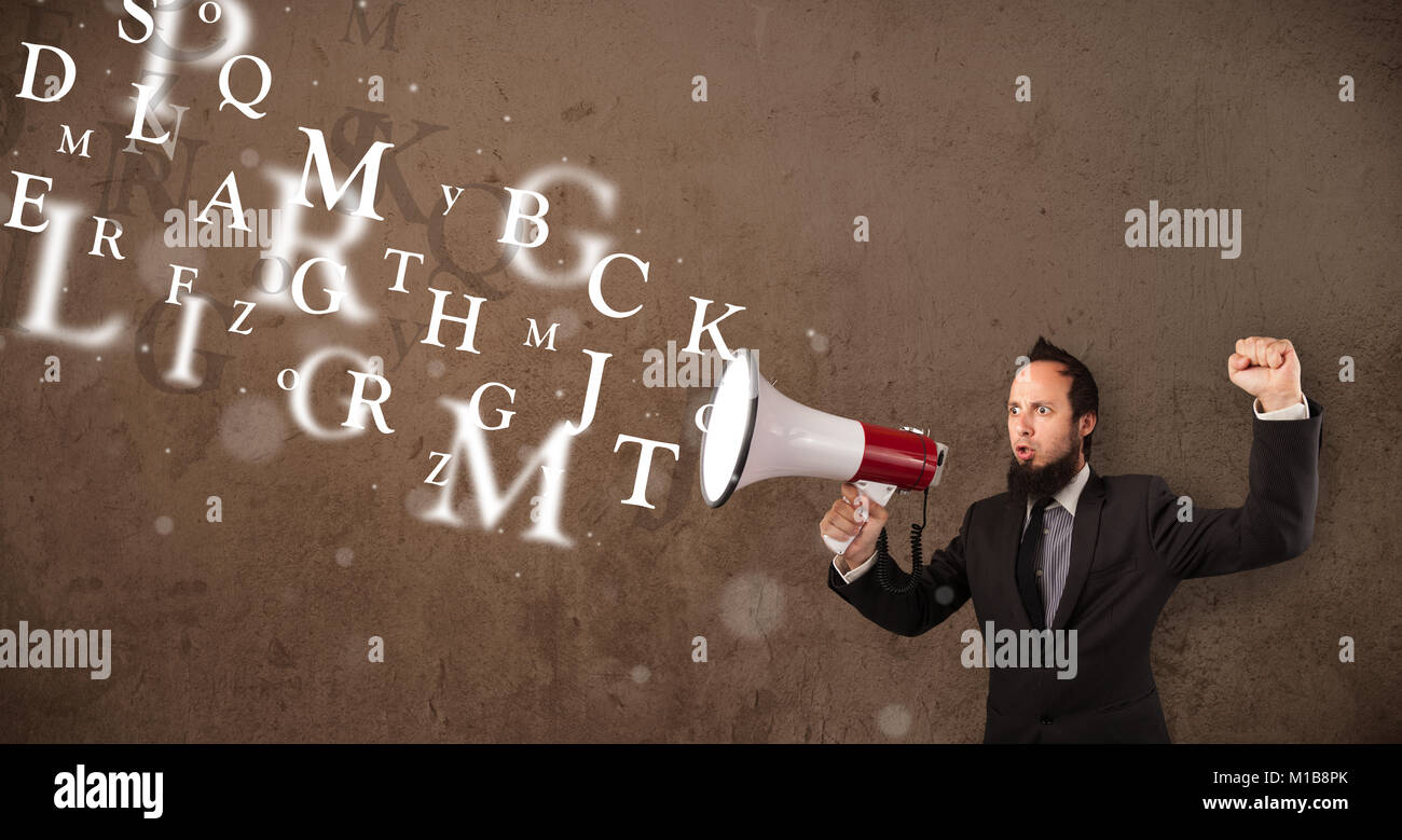 Businessman shout out megaphone hi-res stock photography and images - Alamy
