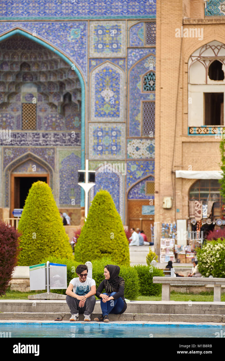 Isfahan, Iran - April 24, 2017: A young Iranian couple on a date near ...
