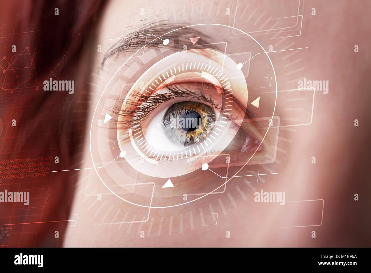 Modern cyber girl with technolgy eye looking Stock Photo - Alamy