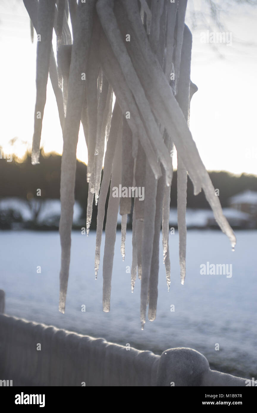 Cars driving through a puddle and sub zero temperatures create a ...