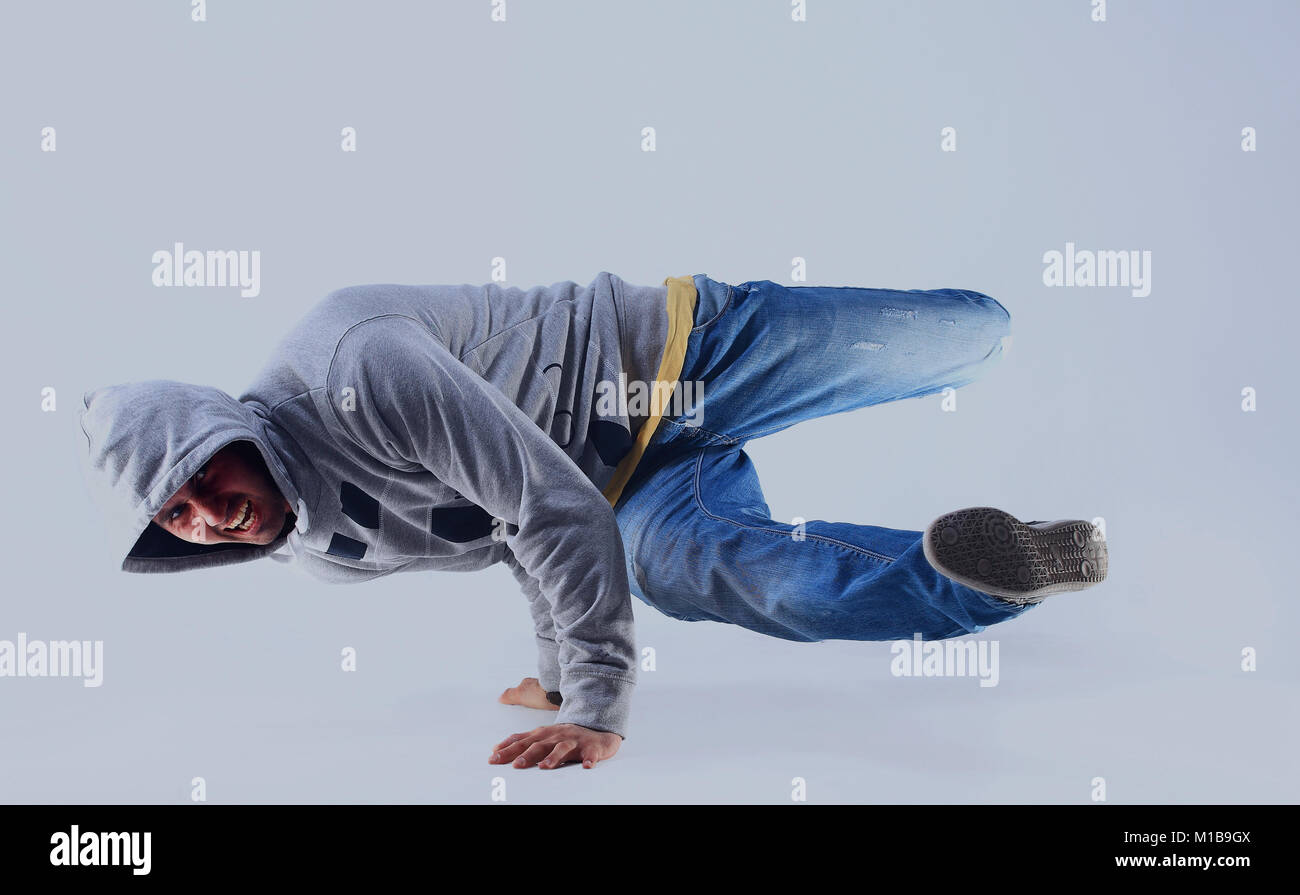 Young handsome fresh man breakdancing with stylish clothes Stock Photo ...
