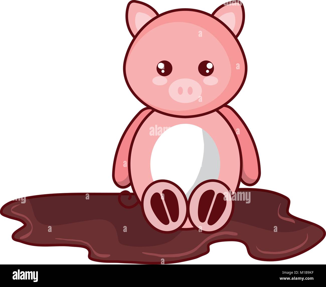cute and tender pig in the swamp character vector illustration design ...