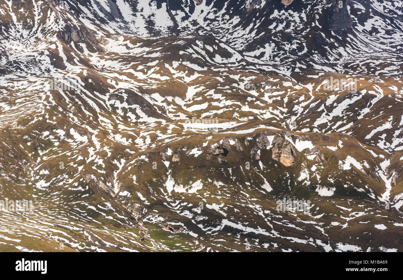 Snow mountains pattern at the Grossglockner Hochalpenstrasse in Austria ...