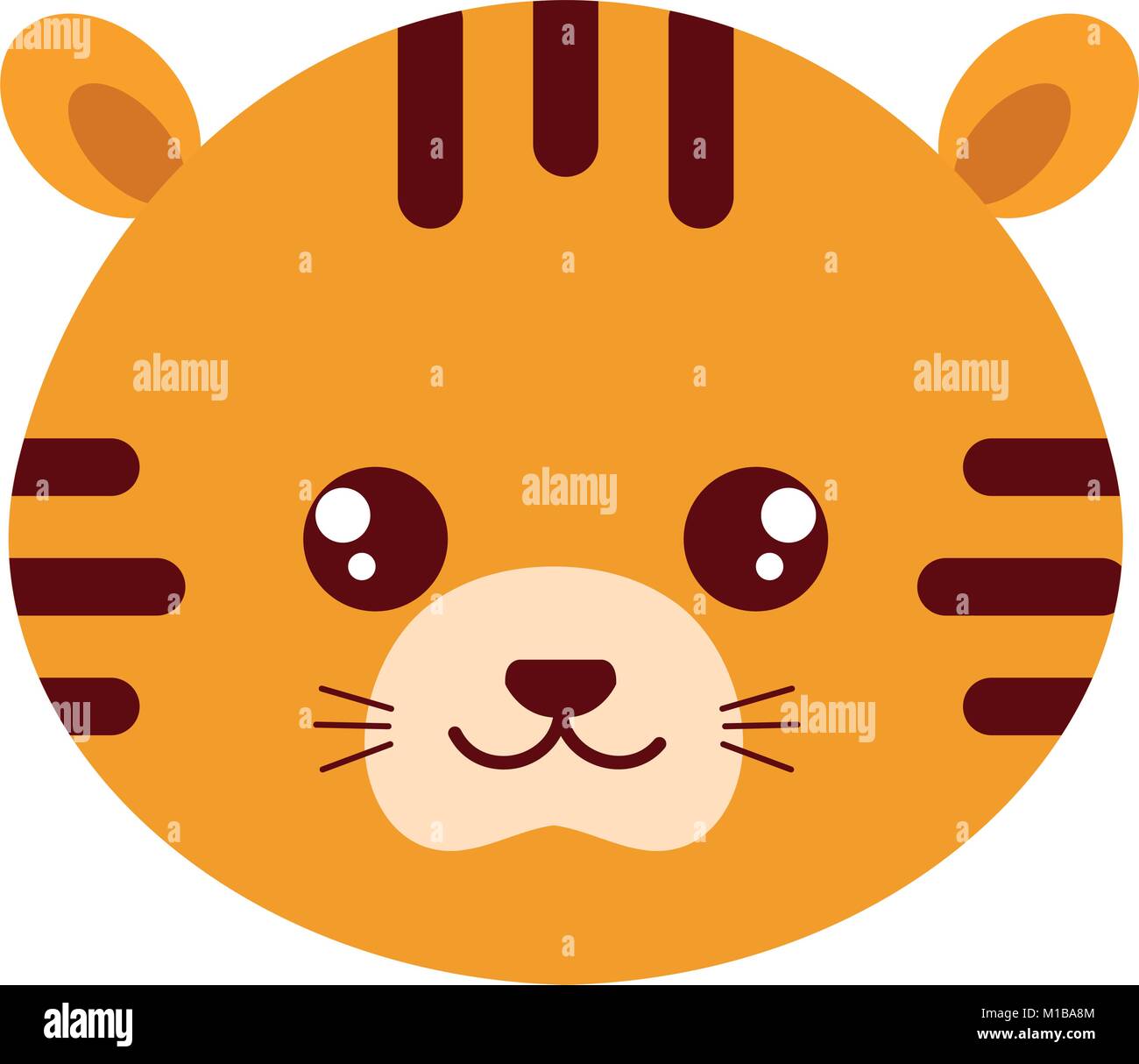 cute and tender tiger head character vector illustration design Stock ...