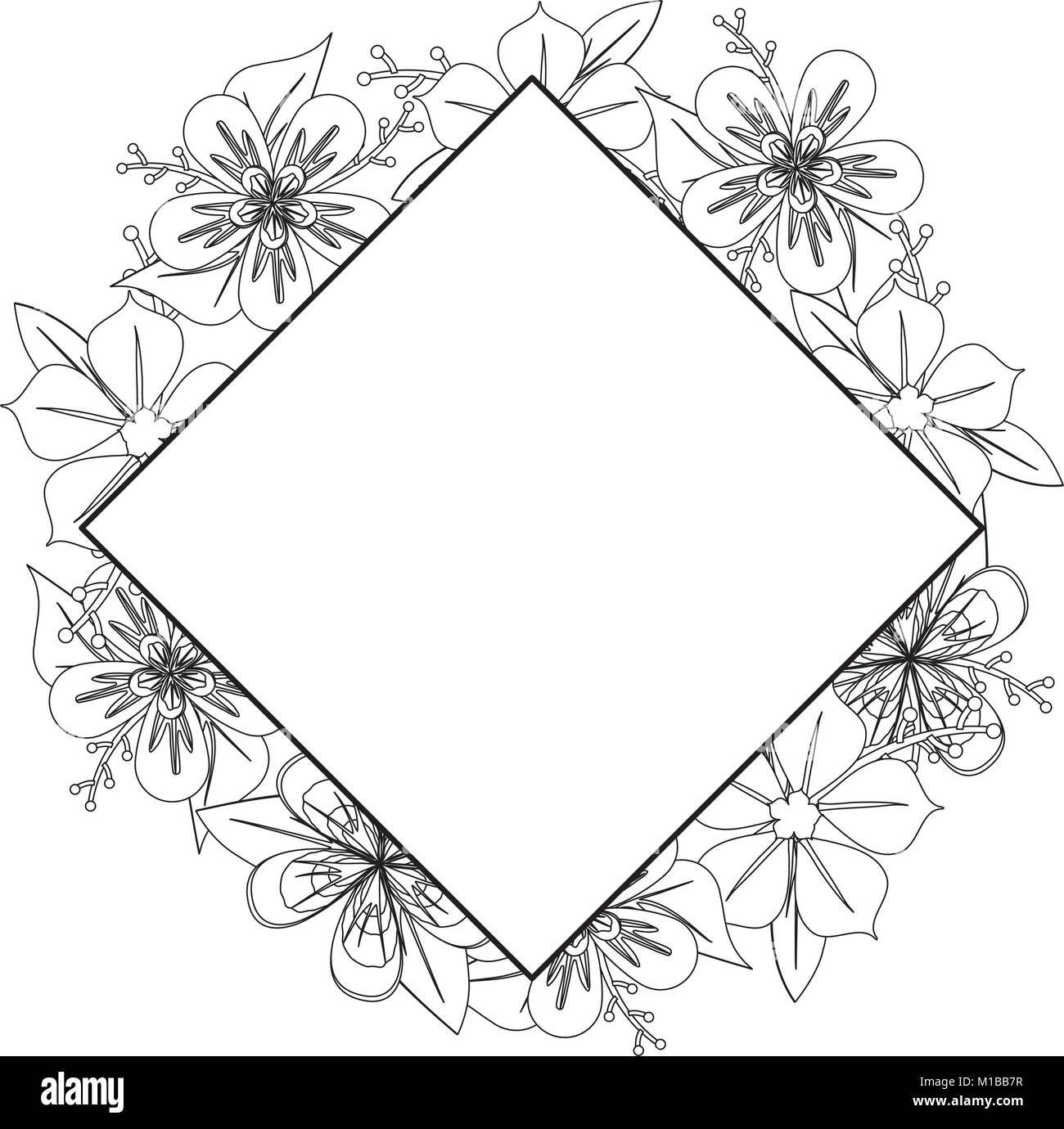 Diamond shaped flower border Black and White Stock Photos & Images - Alamy