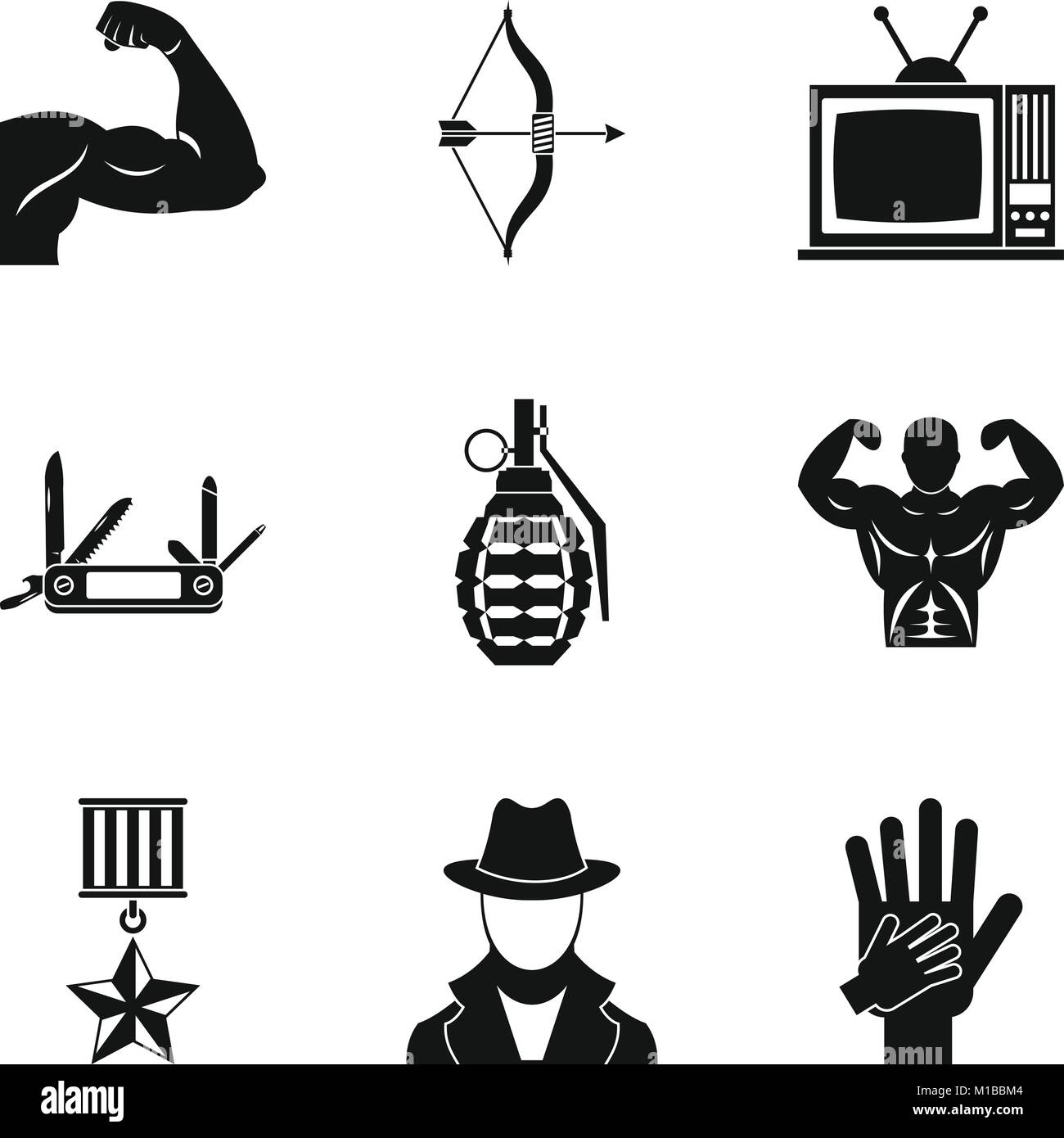 Hero icons set, simple style Stock Vector Image & Art - Alamy