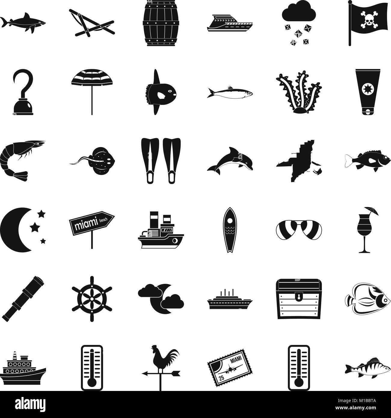 Marine environment icons set, simple style Stock Vector Image & Art - Alamy