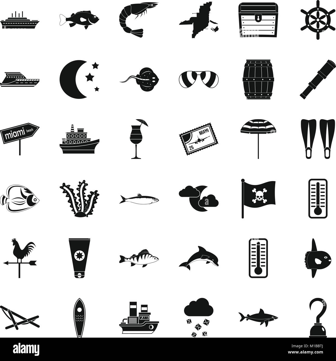 Sea environment icons set, simple style Stock Vector Image & Art - Alamy