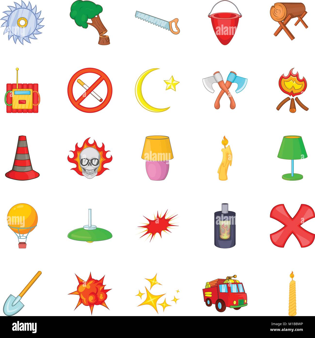 Fire safety icons set, cartoon style Stock Vector Image & Art - Alamy