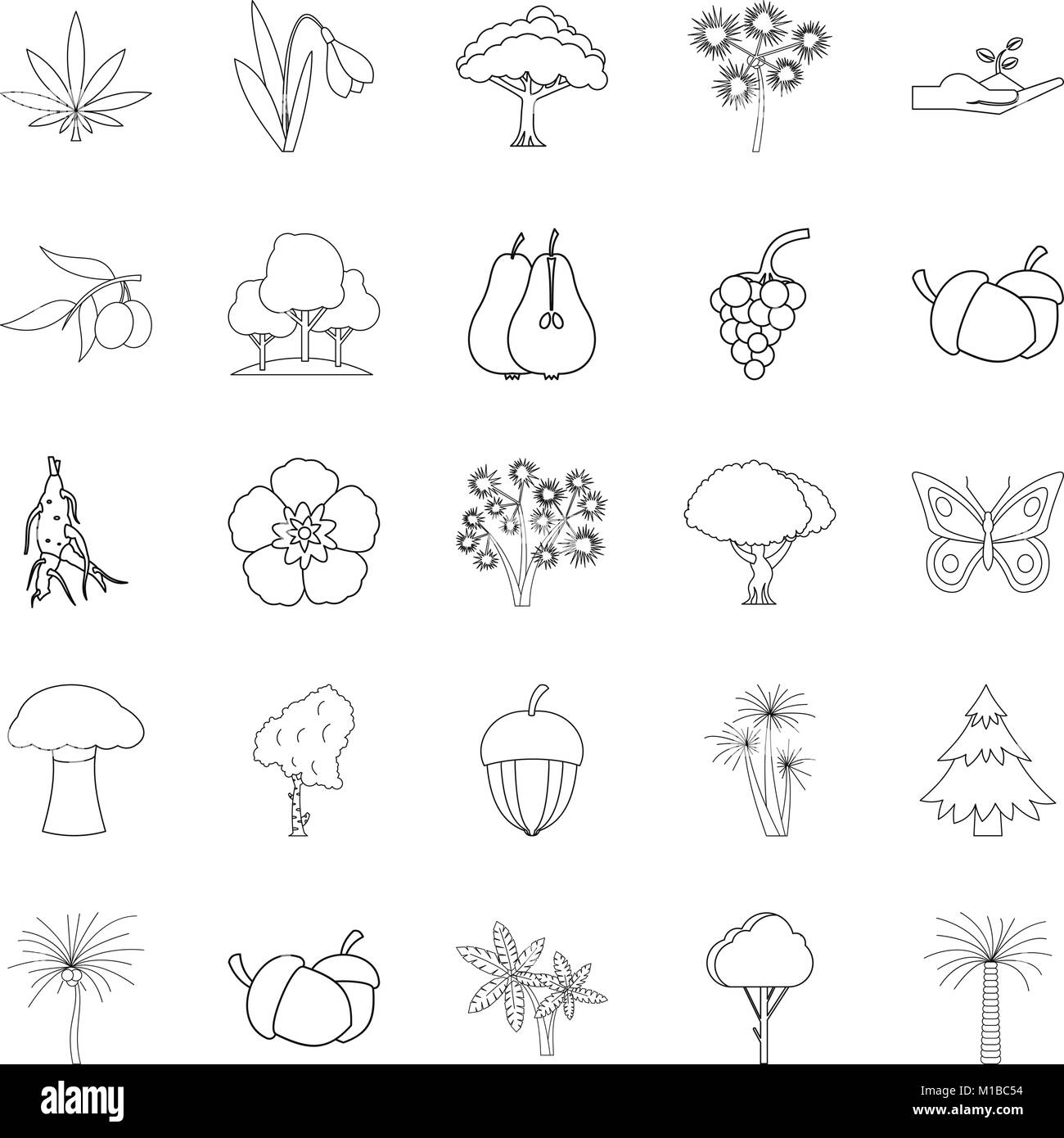 Variety of flora icons set, outline style Stock Vector Image & Art - Alamy