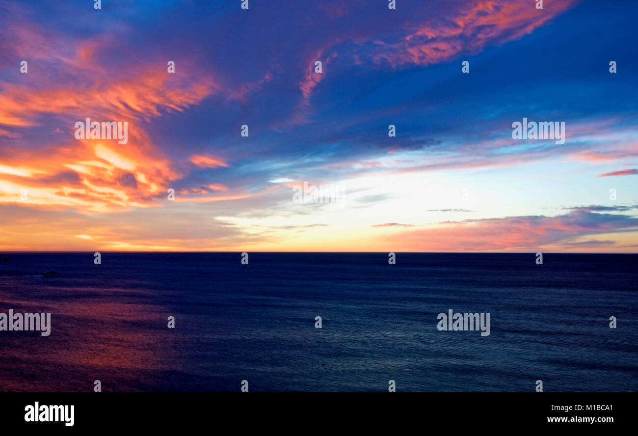 Natural Sunset Sunrise. Bright Dramatic Sky And Sea. Warm Colours Stock ...