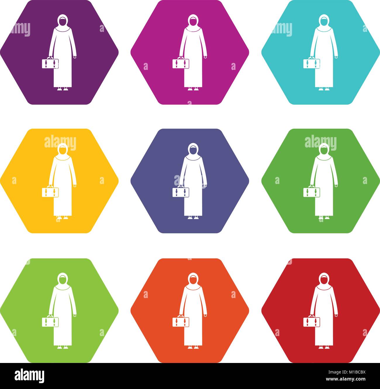 Arabic woman icon set color hexahedron Stock Vector Image & Art - Alamy