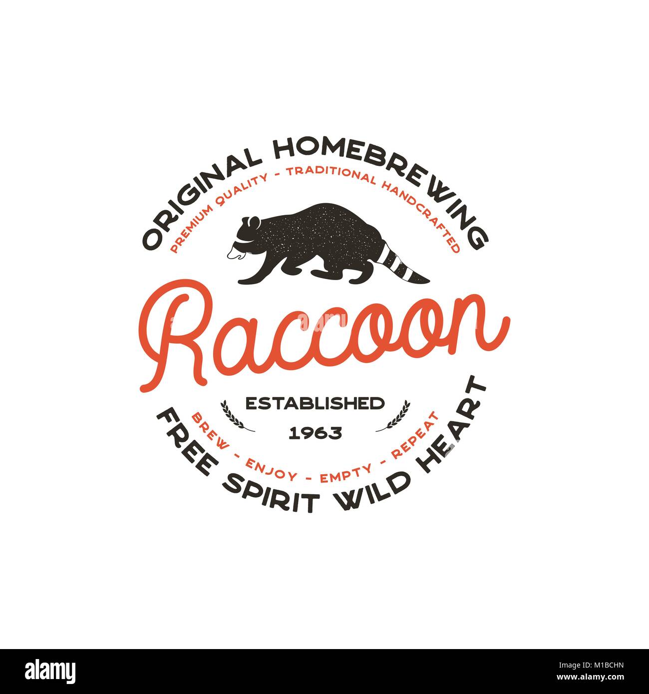 Wild animal badge with Raccoon and typography elements. Beer Logo ...