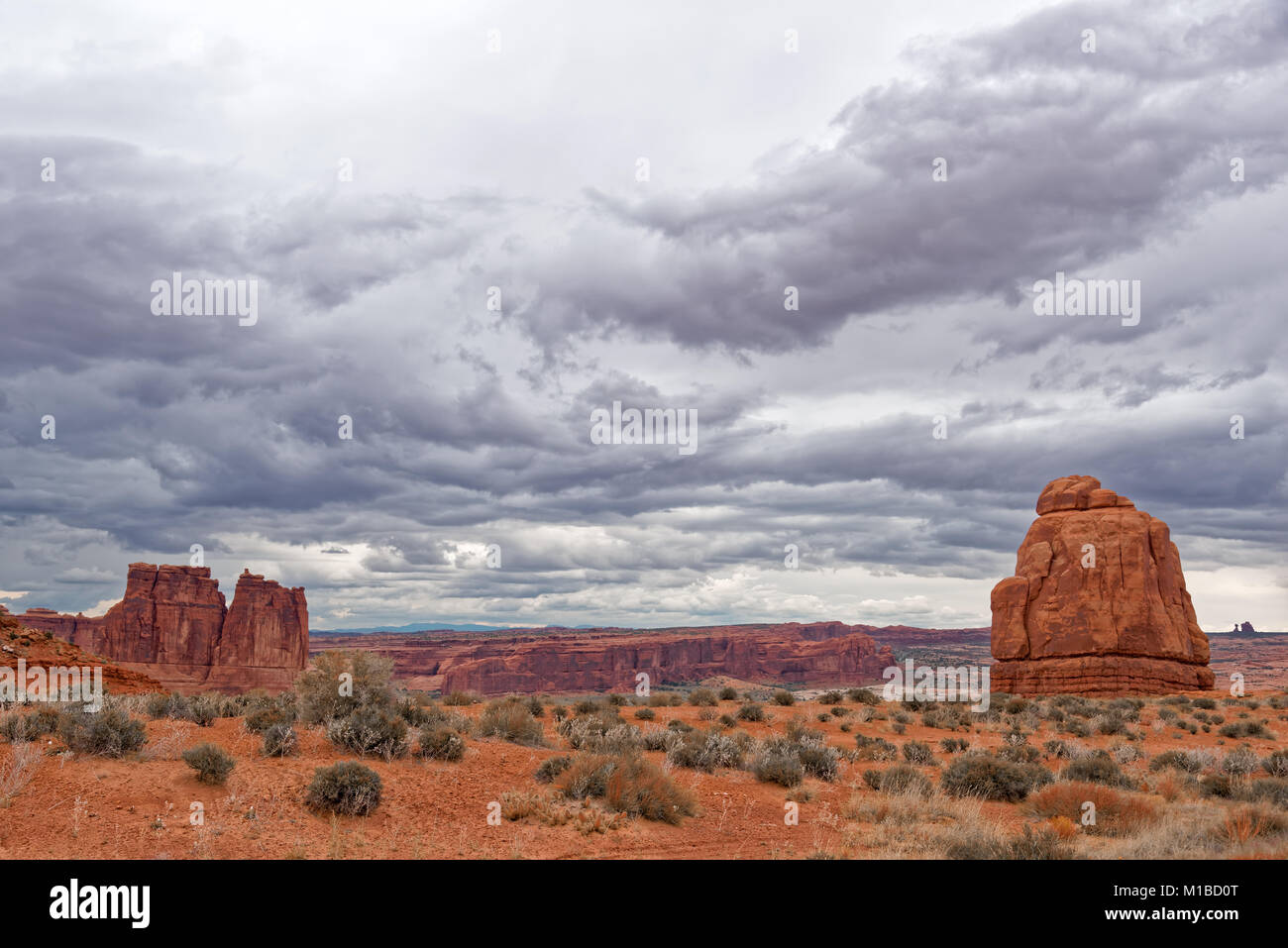 Landscape a look on the rocks of the Arches National Park. It's home to ...