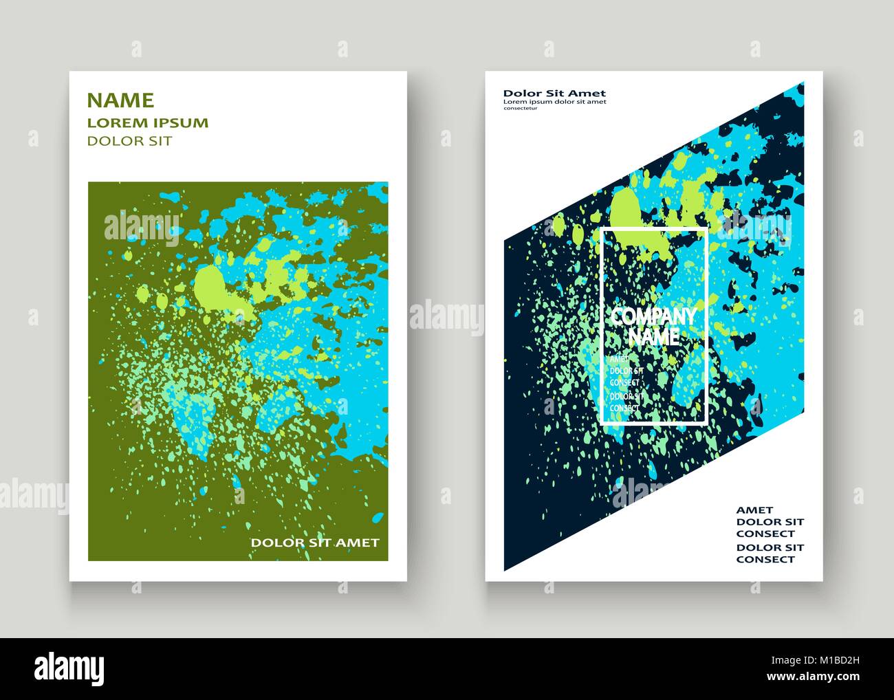 Neon cyan greenery explosion paint splatter artistic cover design ...