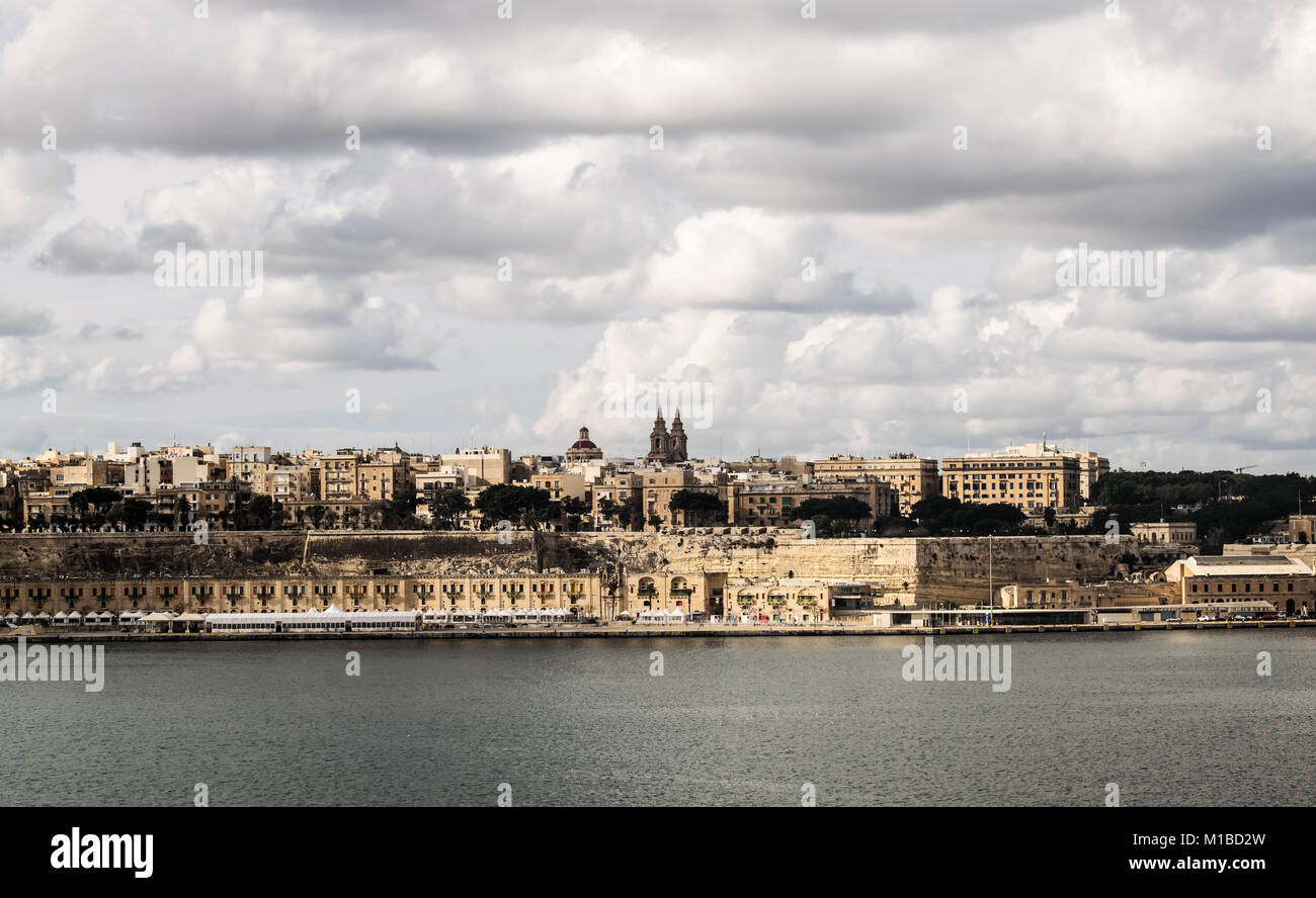 A view of the Valletta Waterfront in Malta as seen from Senglea Stock ...