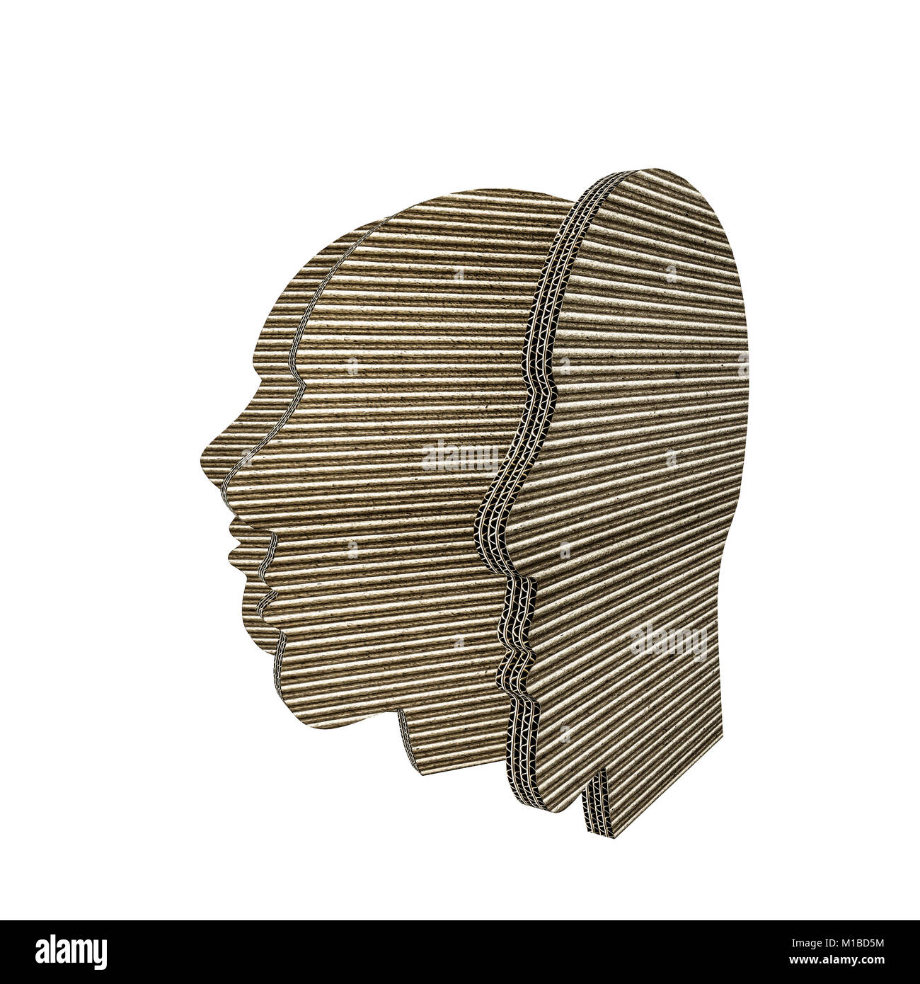3d illustration of cardboard heads isolated on white background Stock ...