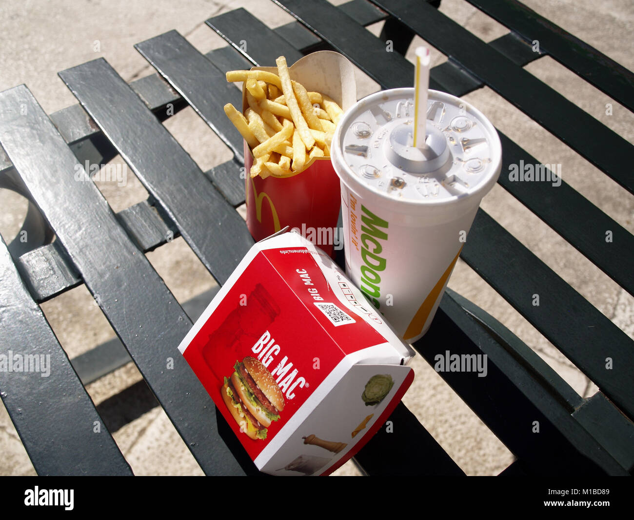 McDonalds Big mac meal packaging outside restaurant in Corfu, Greece ...