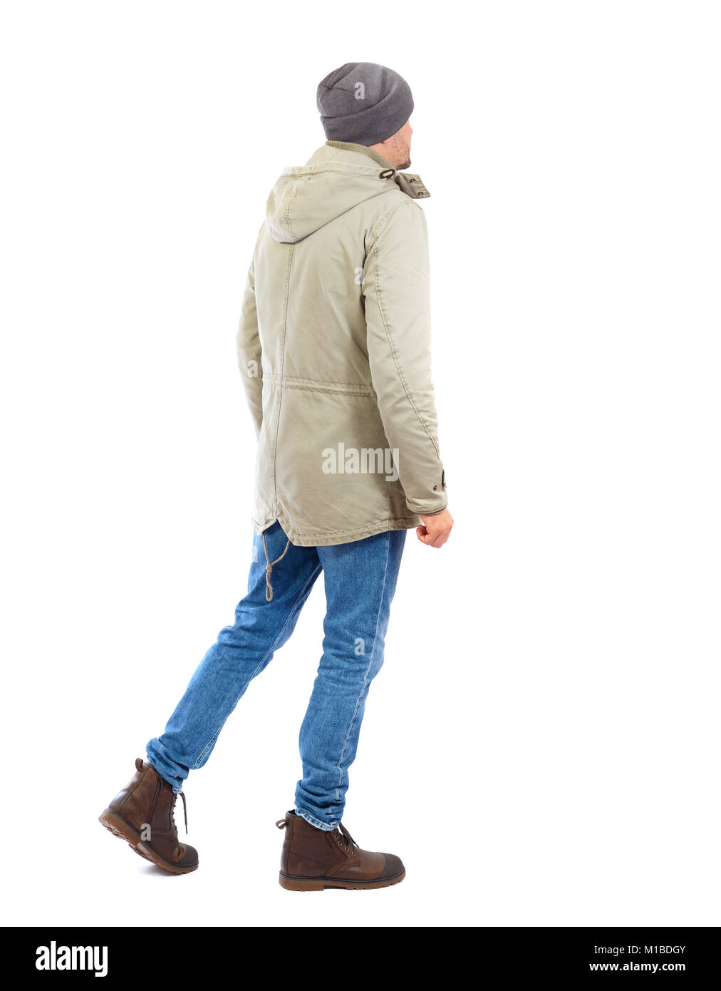 Back view of going handsome man. walking young guy . Rear view people ...