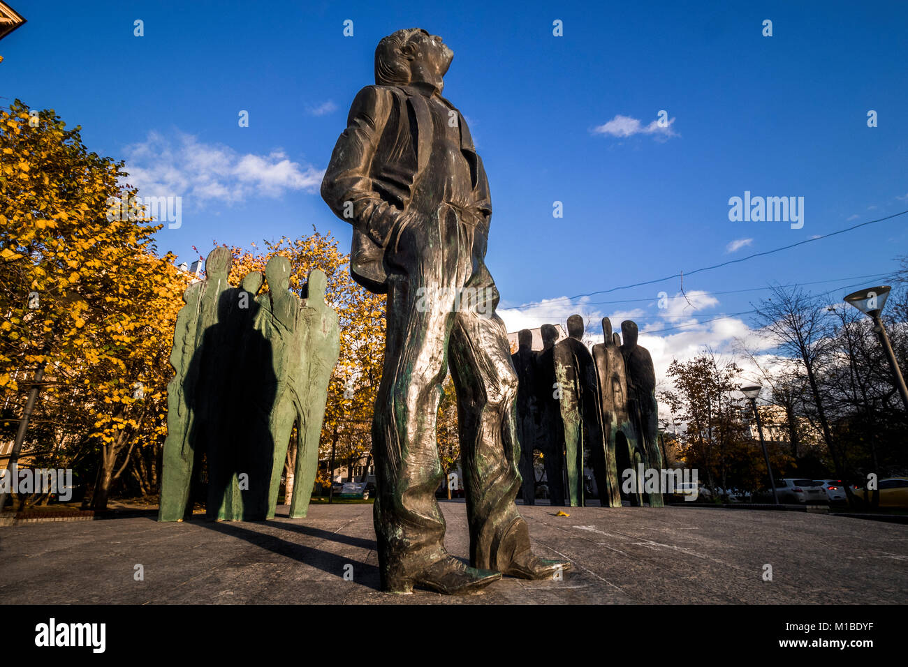 Russia, Moscow. Novinsky Boulevard. The monument to Joseph Brodsky ...